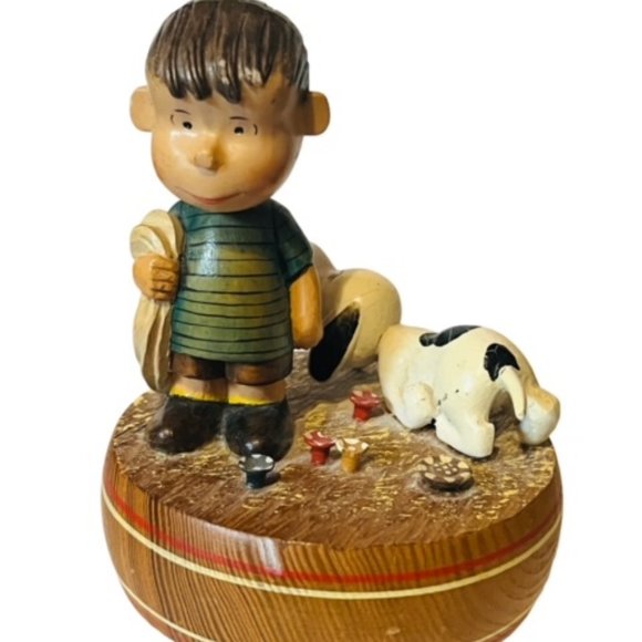 Peanuts | Accents | Linus Snoopy Music Box Figurine Charlie Brown Italy ...